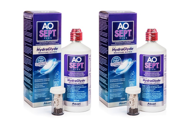 AOSEPT PLUS con Hydraglyde 2 x 360 ml avec étuis – Solutions pour lentilles | Lentiamo